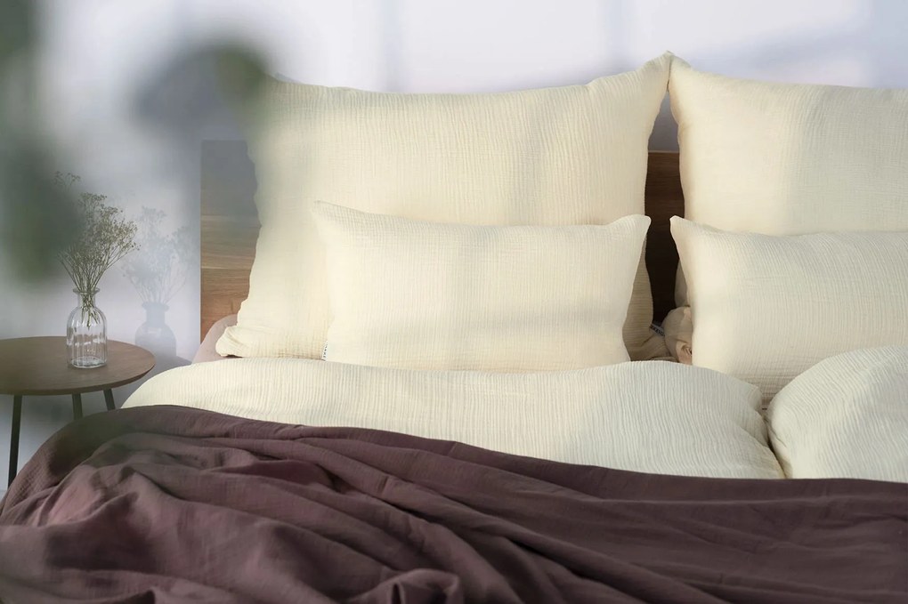 Celoroční mušelínové povlečení Ivory - GOTS Velikost: 220 x 200 + 2 x 70 x 90
