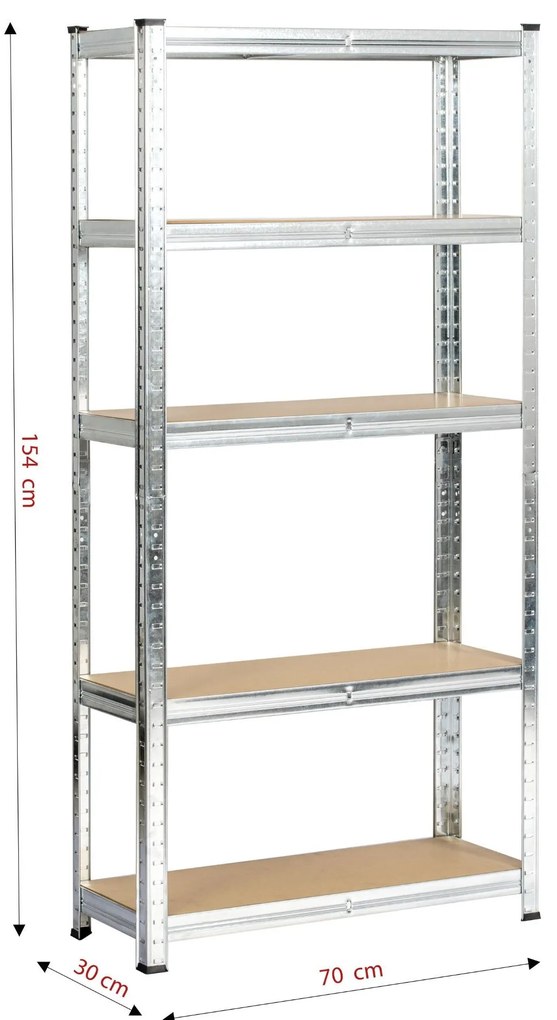 Kovový regál REGMET 70x30x154 cm stříbrný