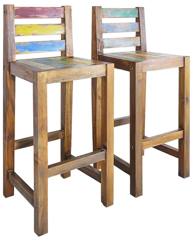 245800 vidaXL Barové stoličky 2 ks masivní recyklované dřevo