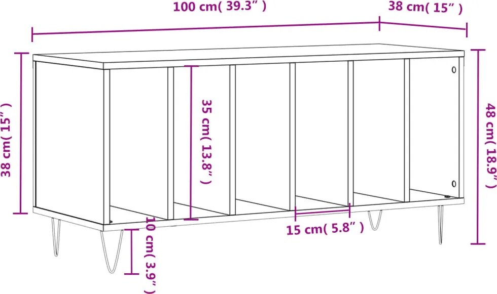 vidaXL Skříňka na LP desky 100x38x48 cm kompozitní dřevo [831754] Barva: Bílá