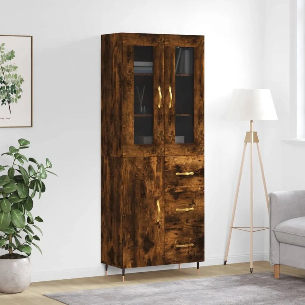 Skříň highboard kouřový dub 69,5 x 34 x 180 cm kompozitní dřevo - Default Title