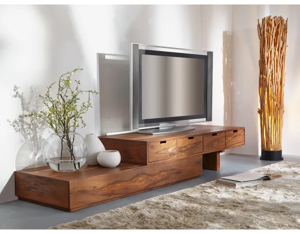 Indický nábytek - TV stolek 260x40x60 z indického masivu palisandr Světle medová