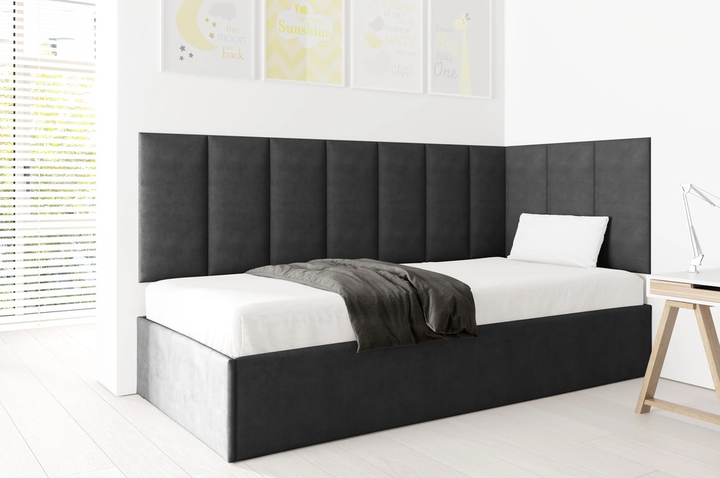 Eka Čalouněná postel Lucy s čalouněnými panely ZDARMA - 90x200 cm Barva látky Trinity: Krémově bíla (Trinity 2301)