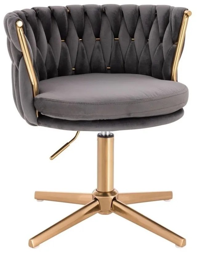 LuxuryForm DESIGN Otočná židle LYON VELUR na zlatém kříži - tmavě šedá
