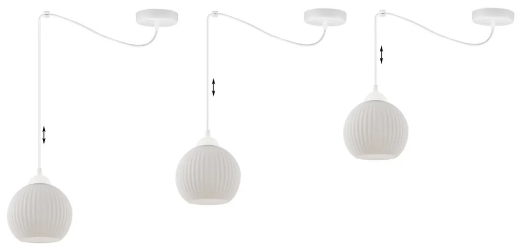 Závěsné svítidlo Riffle Round Spider, 1x bílé skleněné stínítko, w