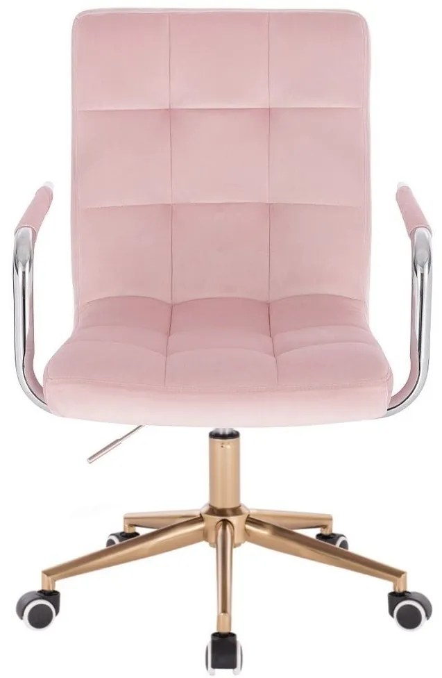LuxuryForm DESIGN Otočná židle VERONA VELUR na zlaté podstavě s kolečky - růžová