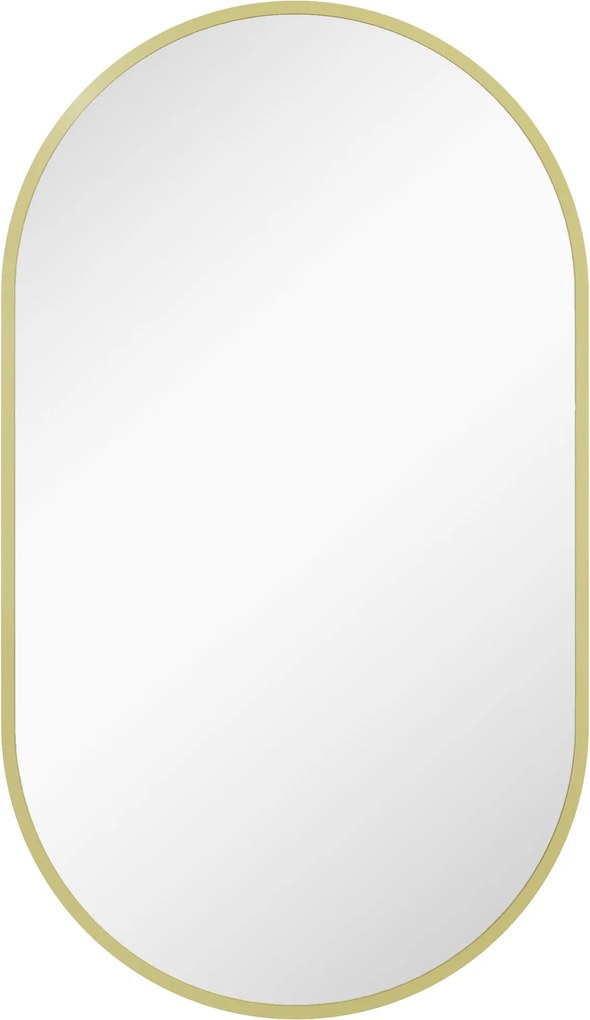 HOMCOM Oválné zrcadlo do koupelny 40x70 cm s hliníkovým rámem Dekorativní nástěnné zrcadlo Horizontální nebo vertikální pro obývací pokoj, vstup nebo…