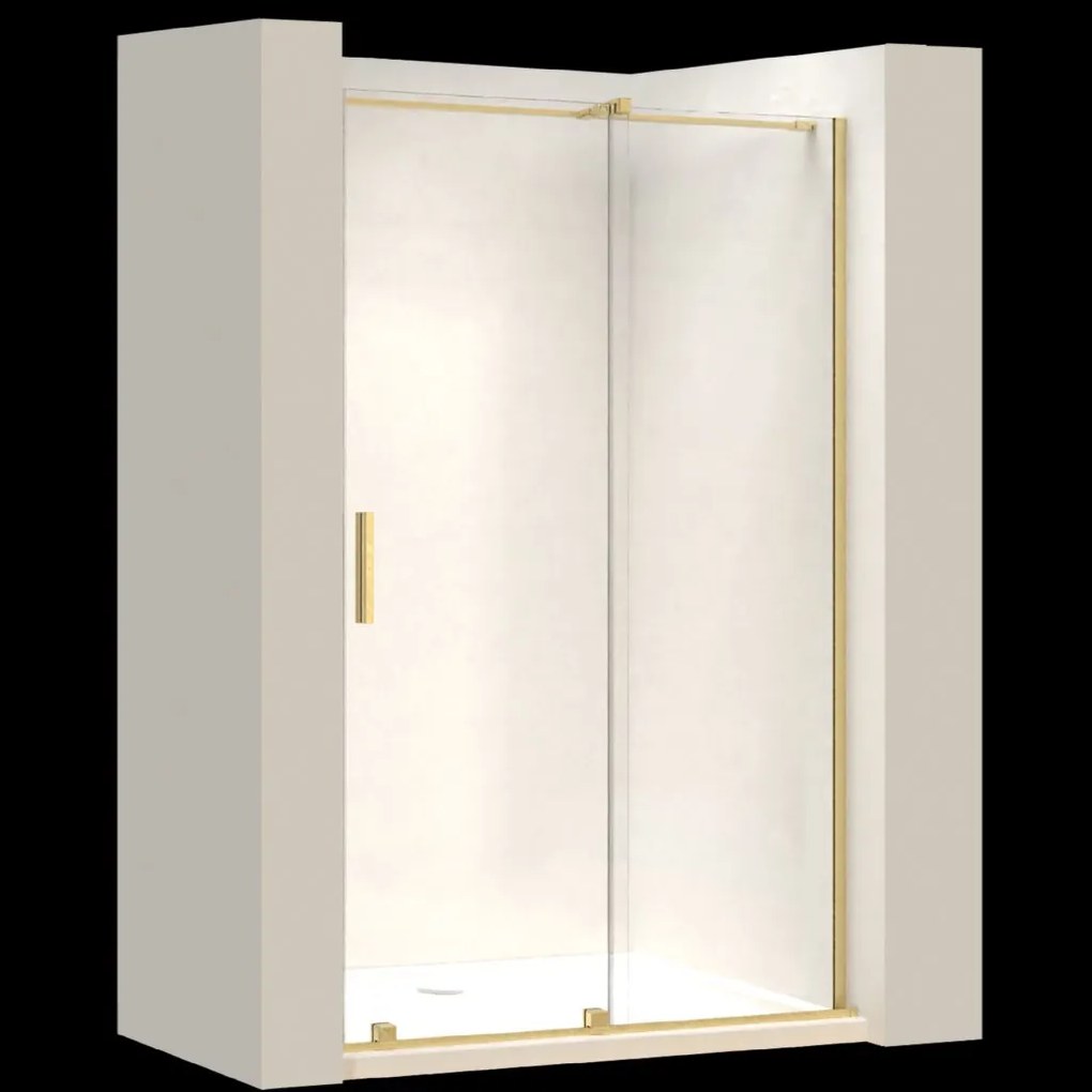 Rea Montana, posuvné sprchové dveře do otvoru 100x200, 6mm čiré sklo, zlatý matný profil, KPL-K6389