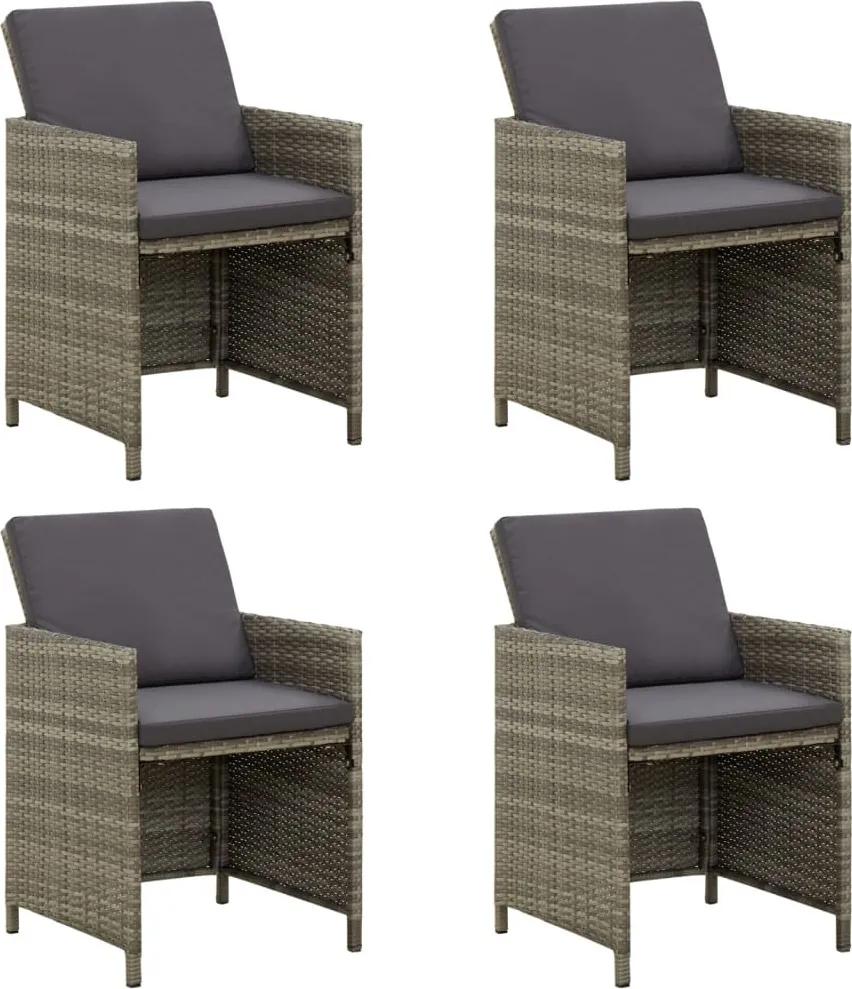 vidaXL Zahradní židle s poduškami 4 ks polyratan [316776] Barva: Černá