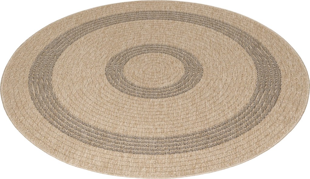 Ayyildiz, Kusový koberec Comilla 886 Black kruh, 200x200 (průměr) kruh, hnědá, chodba / předsíň