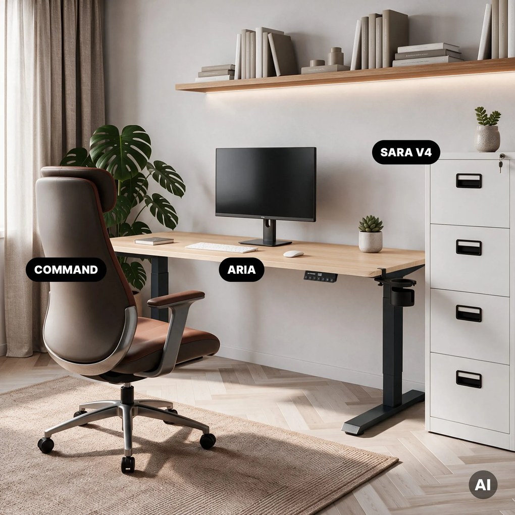 Elektrický stůl s regulací výšky ergonomický antracitový/dub sonoma,1600x800 mm: ARIA