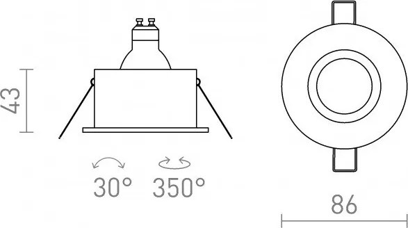 RED R14224 GALO R zápustná černá 230V GU10 9W IP65 - RED - DESIGN RENDL