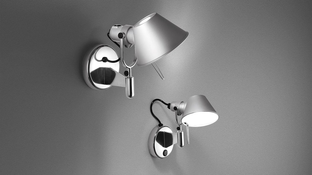 Artemide A044050 Tolomeo Micro Faretto Halo, nástěnné designové svítidlo s vypínačem, 1x60W E14, hliník