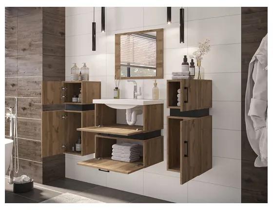 Koupelnový nábytek Torvaldi VI, Sifon k umyvadlu: ne, Barva: wotan / wotan + černý mat, Baterie: ne