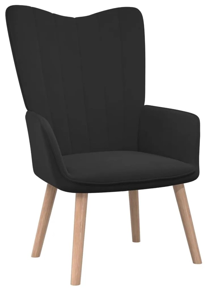 Relaxační křeslo Gaylle se stoličkou - samet | černé