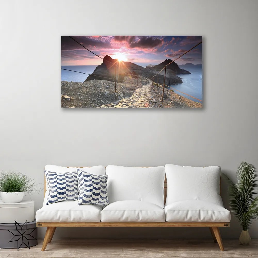 Obraz na plátně Hory Stezka Útes Západ 120x60 cm