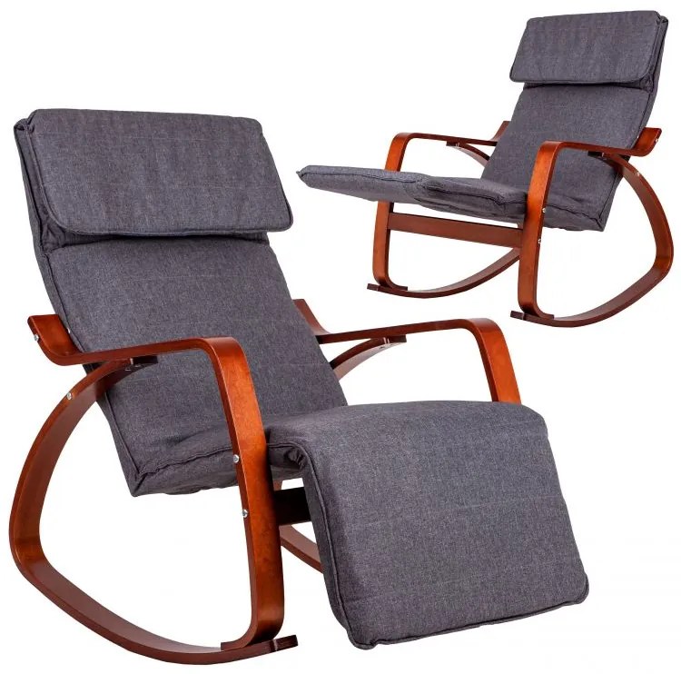 modernHOME Houpací křeslo chaise lounge, lískový ořech/charo TXRC-02 WALNUT/CHARO