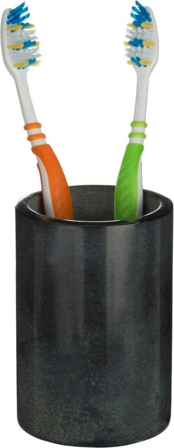 Tmavě šedý kamenný kelímek na zubní kartáčky Kamal – Premier Housewares