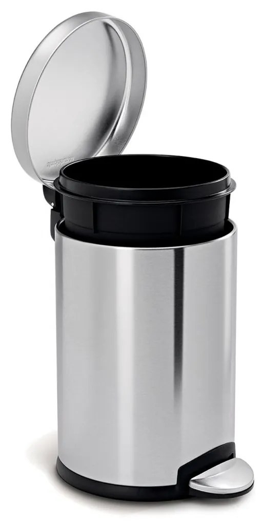 Pedálový odpadkový koš Simplehuman – 4,5 l, kulatý, matná ocel, FPP