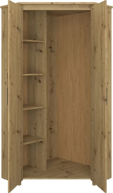 Rohová skříň dvoudveřová Ayson 97x210x97 cm Dub artisan