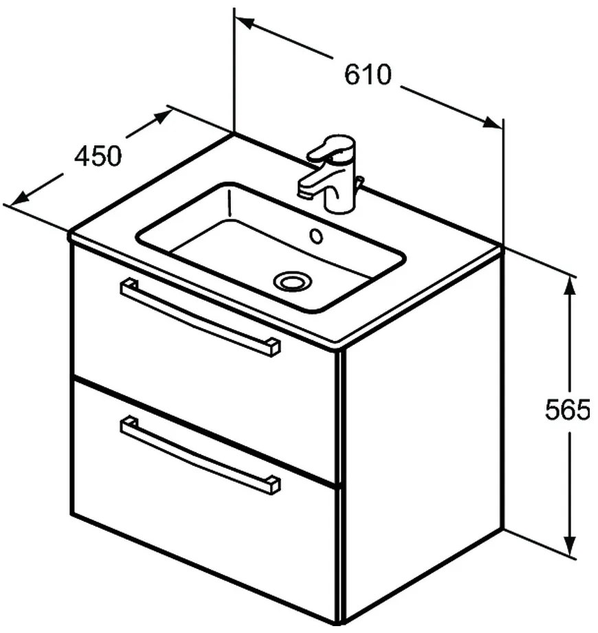 Ideal Standard Tempo - SET umyvadlo 600 mm + skříňka, 2 zásuvky, bílý lak K2979WG