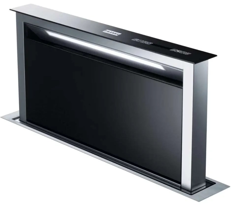 Franke Mythos - Vestavný odsavač par do pracovní desky FDW 908 IB XS, výsuvný, šířka 88 cm, černé sklo/nerez 110.0365.588