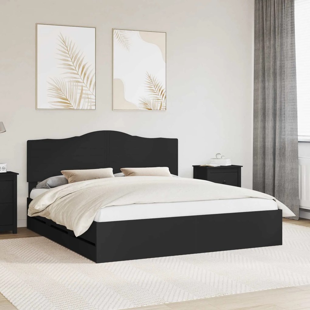 Rám postele se zásuvkou Černá 180 x 200 cm Inženýrské dřevo 3413388