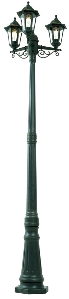 Klasická venkovní lucerna tmavě zelená 217 cm 3-světla IP44 - New Haven
