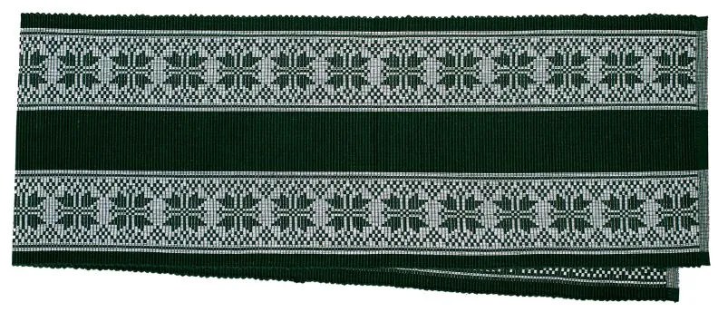 SCANquilt dekorace RIB vločky 2x bordura zelenobílá běhoun delší strana 100-170 cm