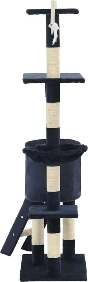 Škrabadlo pro kočky se sisalovými sloupky 138 cm tmavě modré 170582