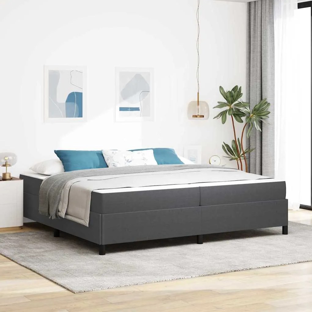 Rám postele s matrací Tmavě šedá 200 x 200 cm textil 3399141