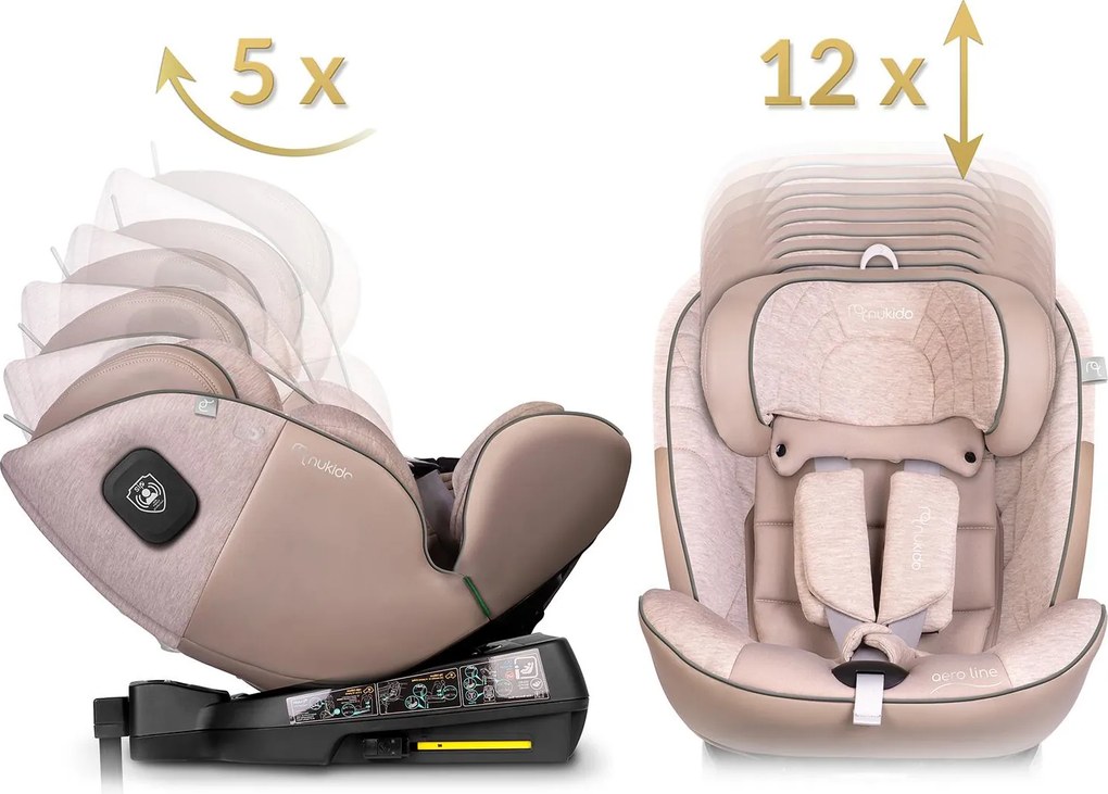 Autosedačka Aero Line, ISOFIX,0-36 kg, béžová | Nukido