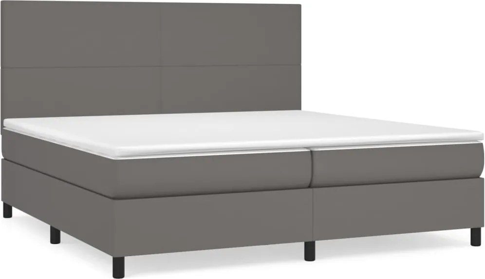 Box spring postel s matrací šedá 200x200 cm umělá kůže 3142747
