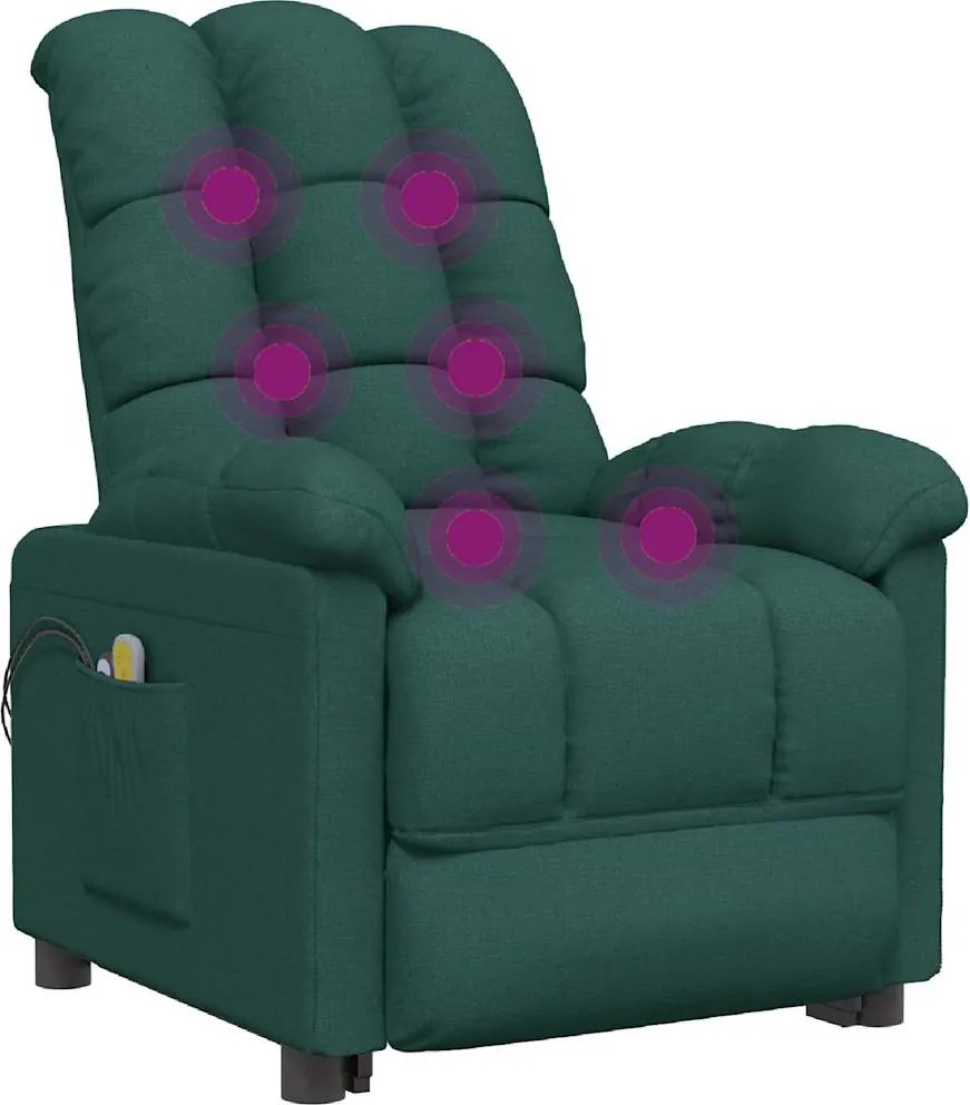 Elektrické masážní křeslo tmavě zelené textil 3073764