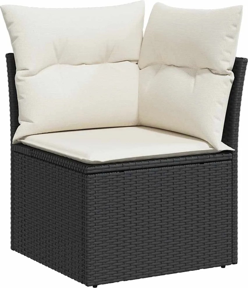 12dílná zahradní sedací souprava s poduškami černá polyratan 3256532