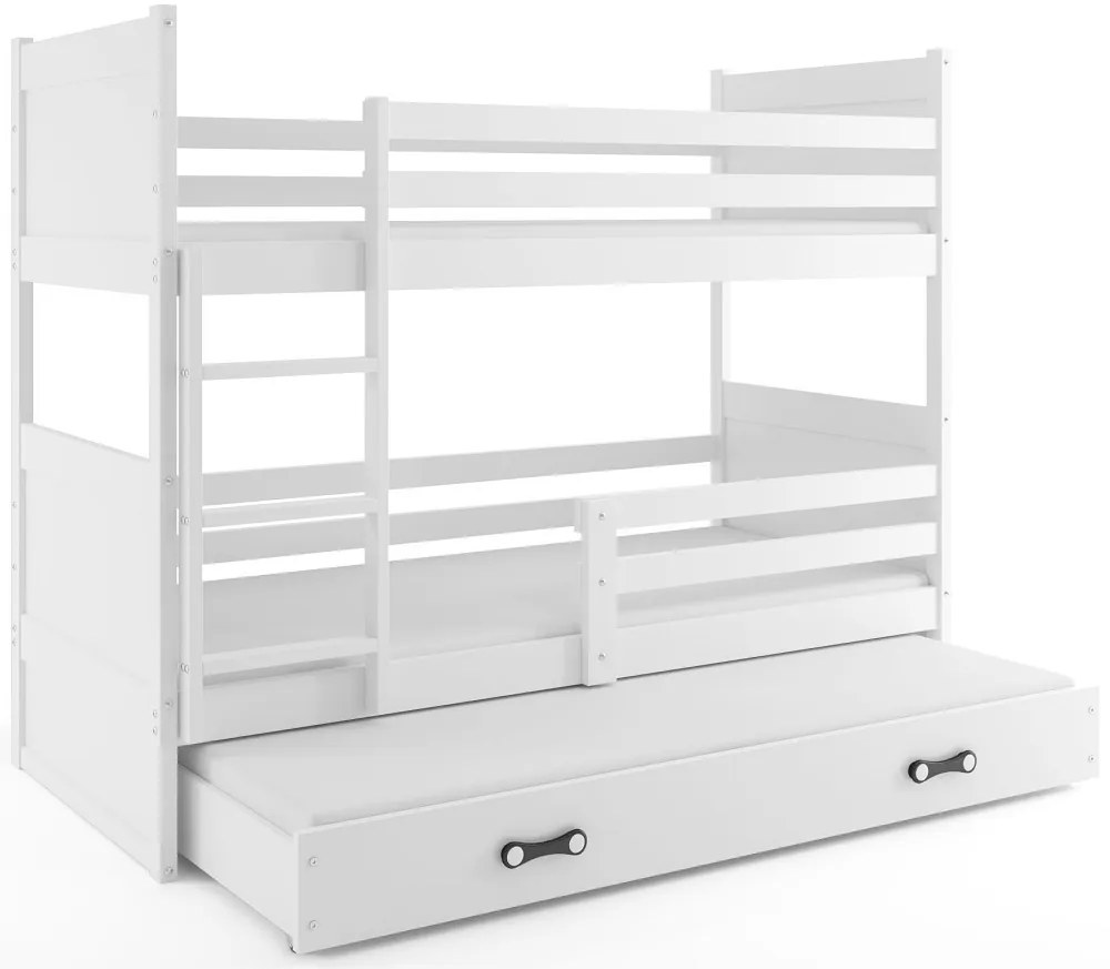 BMS Group Dětská patrová postel s přistýlkou RICO bílá Velikost postele: 190x80 cm, Barva šuplíku: Grafit