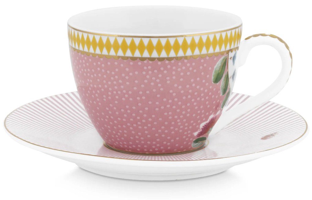 Pip Studio La Majorelle espresso šálek s podšálkem 100ml, růžový (porcelánový hrnek s podšálkem)