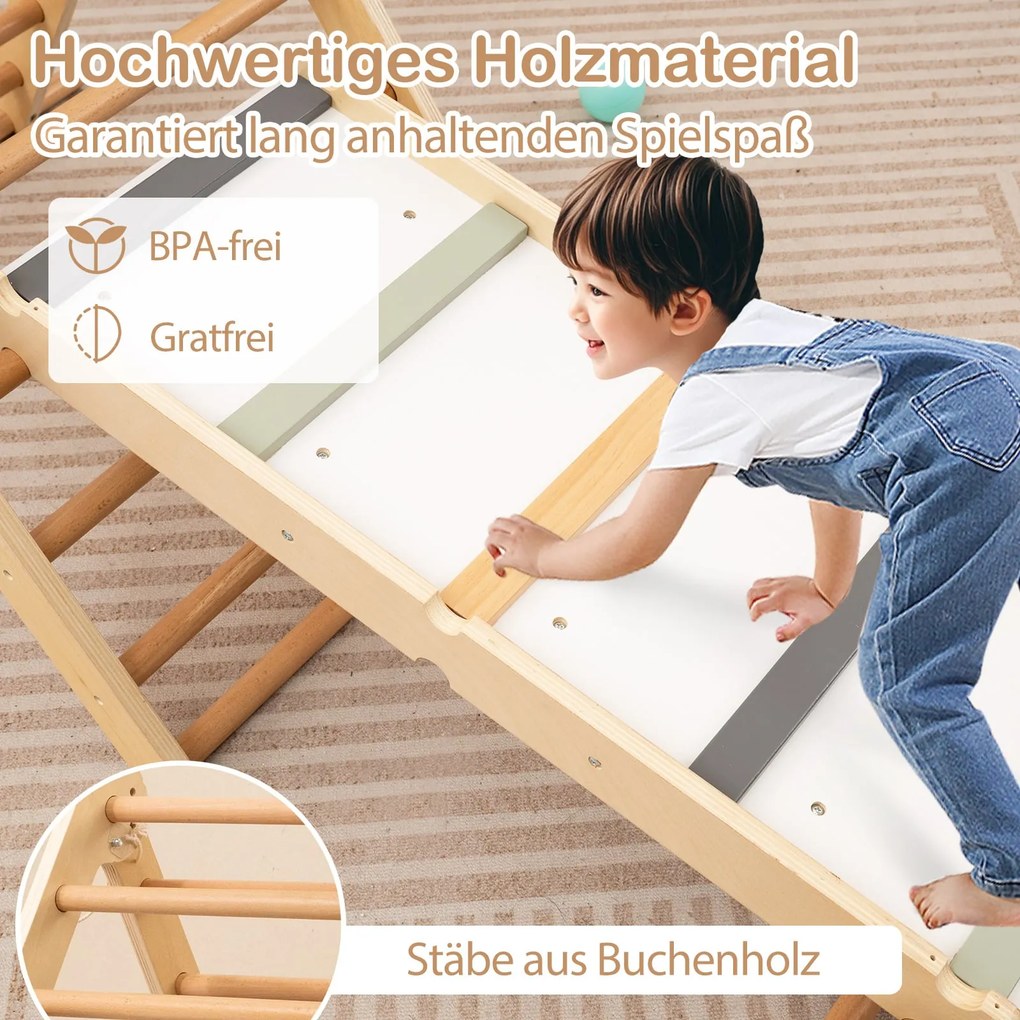 Costway 3 v 1 Lezecký rám šplhací trojúhelník a šplhací žebřík a houpačka.