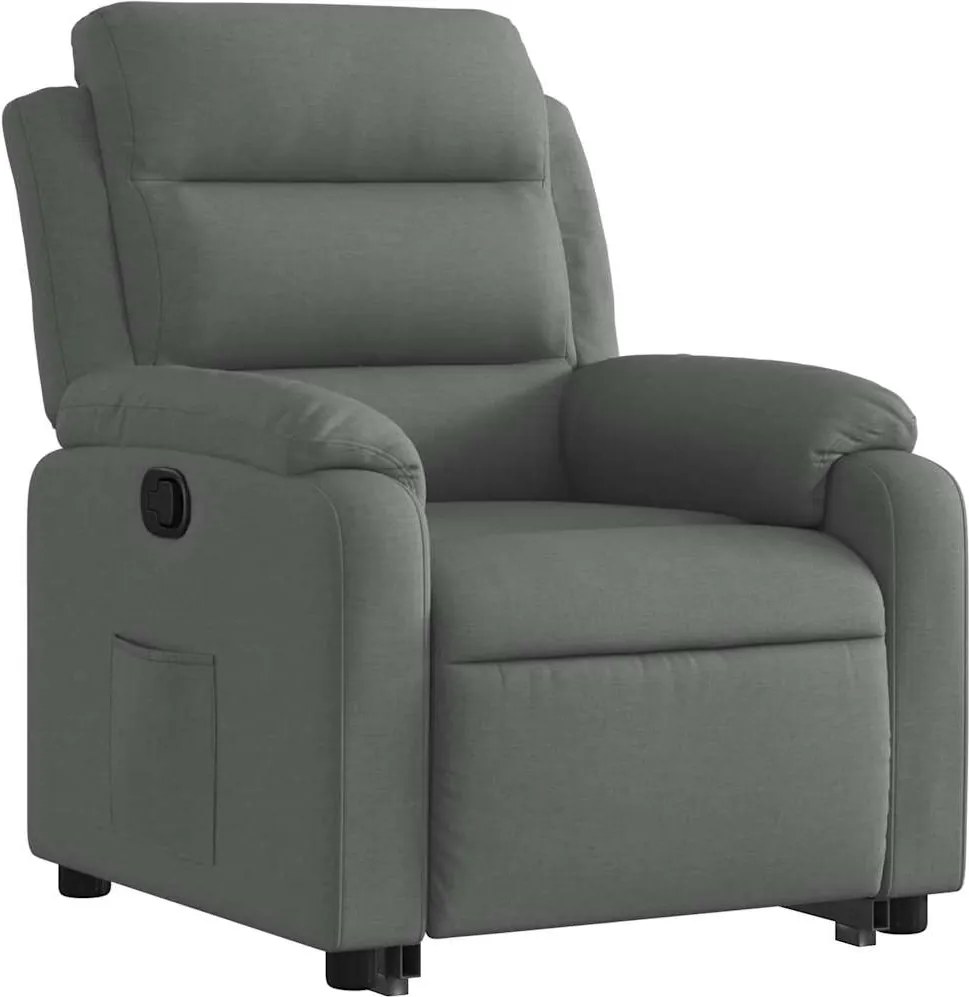 Zvedací polohovací křeslo tmavě šedé textil 3204981