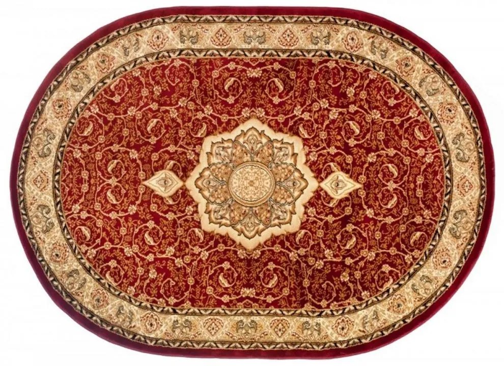 Kusový koberec klasický vzor 2 bordó ovál 140x190cm