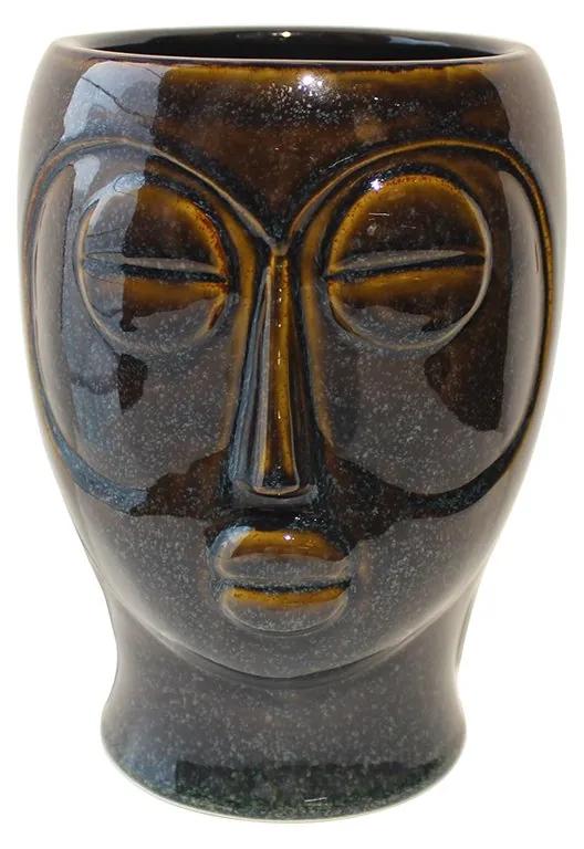 PRESENT TIME Sada 3 ks Hnědý květináč Mask 18,5 × 16 × 22,2 cm