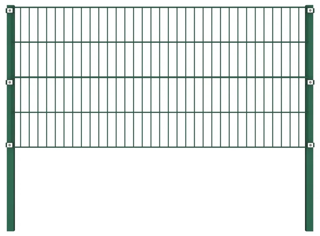 vidaXL Plotový dílec se sloupky železo 1,7 x 0,8 m zelený