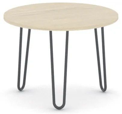 Kulatý konferenční stůl SPIDER, průměr 60 cm, černá podnož, dub přírodní
