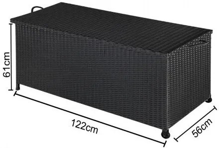 Deuba Úložný box 122cm x 56cm x 61cm - černá s kolečkem