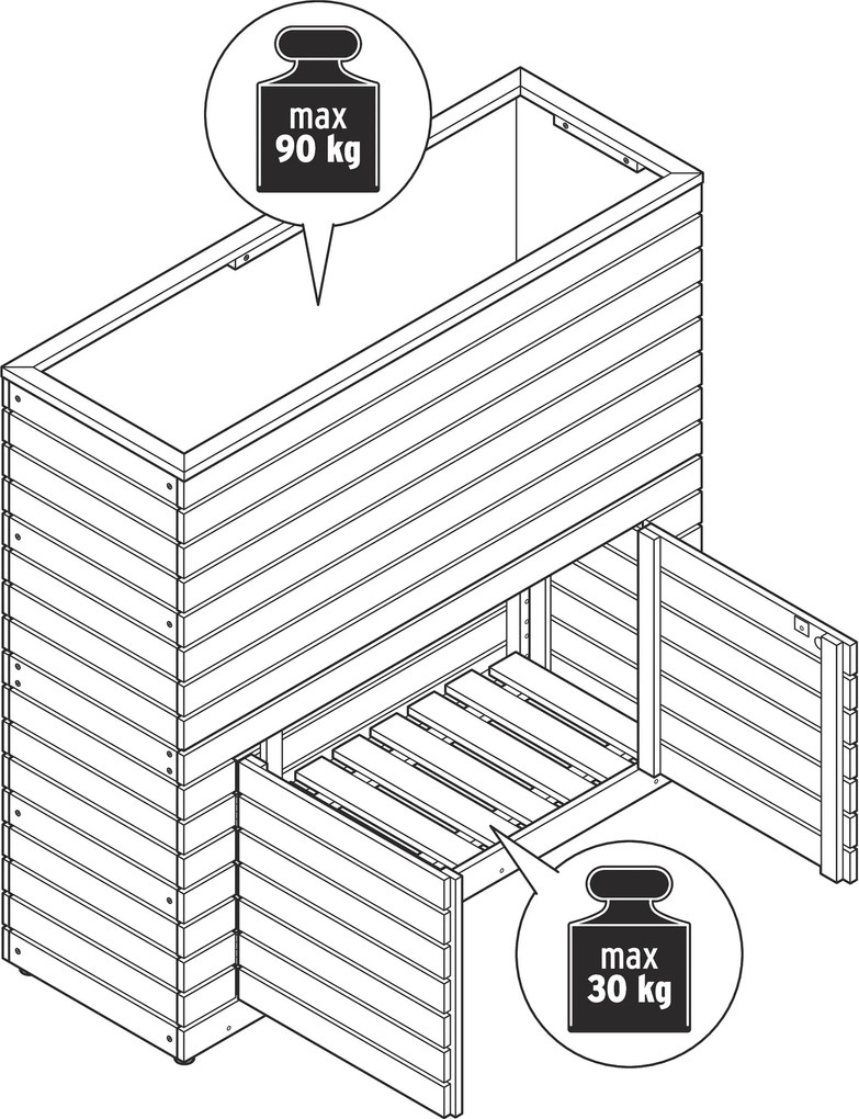 Tchibo - Prvek pro rozdělení prostoru s truhlíkem »Tinus« a úložným prostorem - barva: hnědá