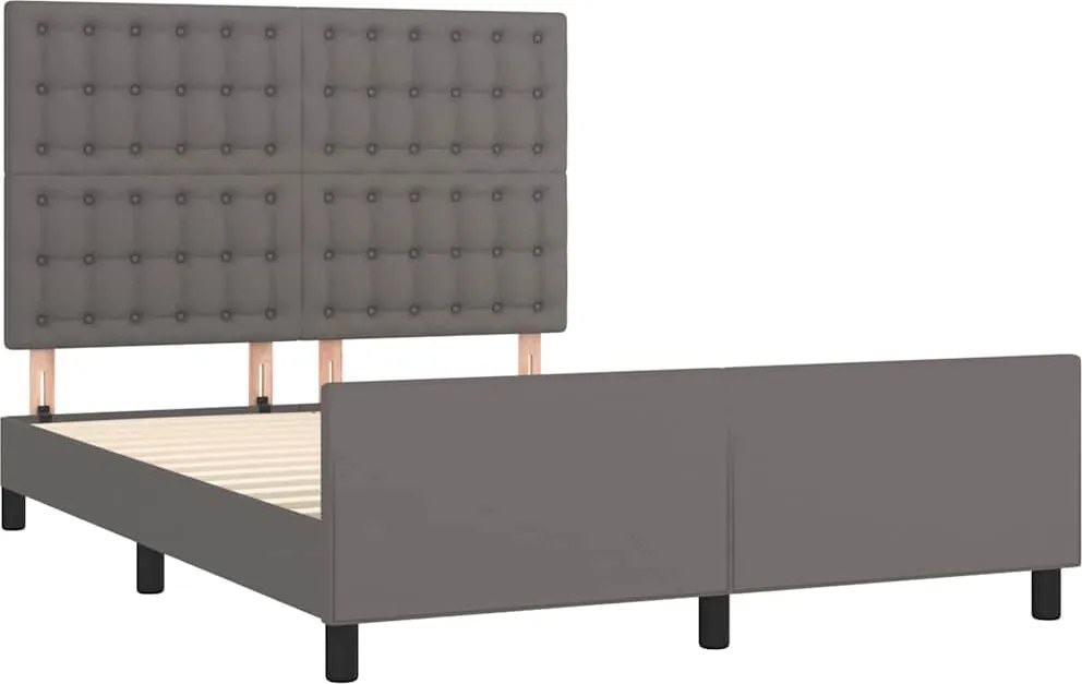 Rám postele s čelem šedý 140x190 cm umělá kůže 3125571