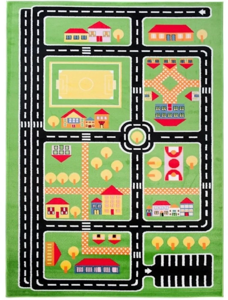 Dětský kusový koberec Plán města 2 zelený, Velikosti 300x400cm