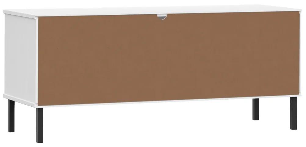 Botník Oslo s kovovými nohami - masivní dřevo - 106x35x45 cm | bílý