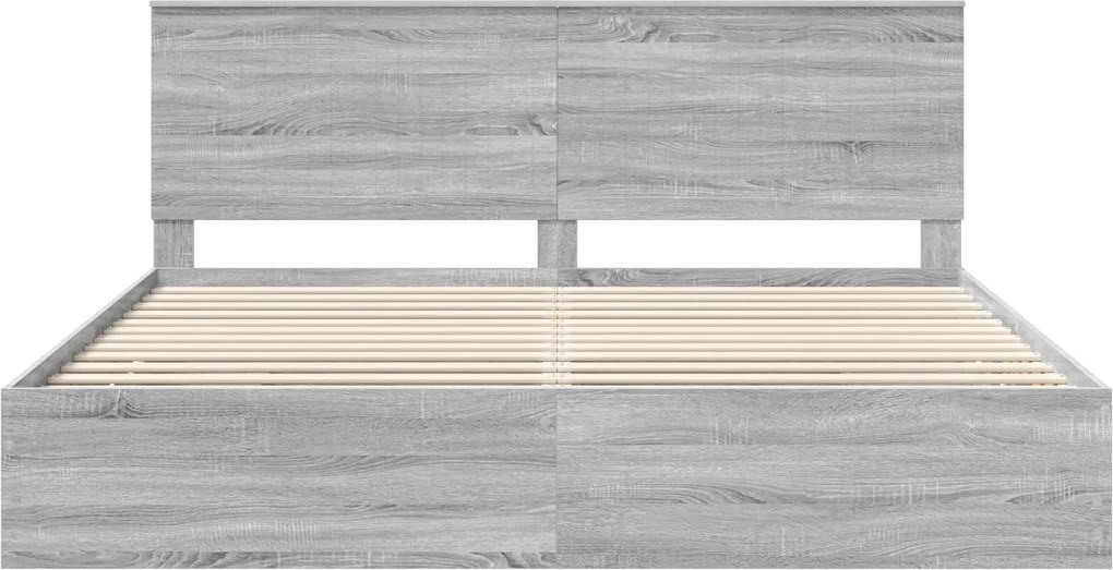 Rám postele s čelo Šedá Sonoma 200 x 200 cm Inženýrské dřevo 3411087
