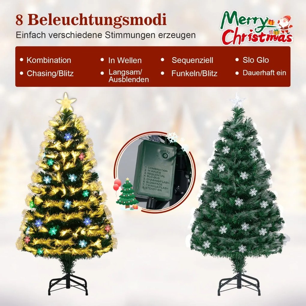 Costway 120 cm Umělý vánoční stromeček se světly a mini vánoční stromek Star Top
